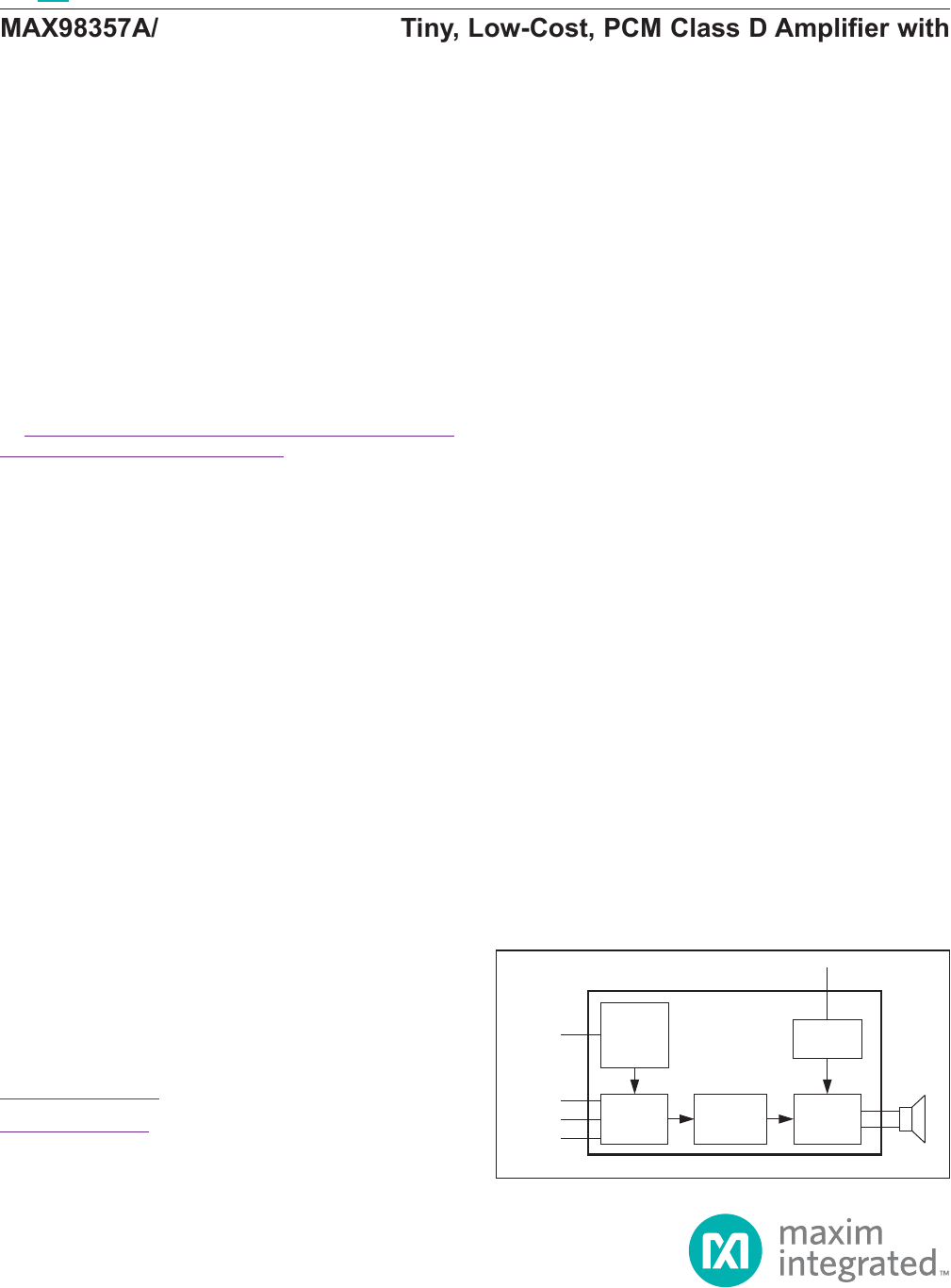 MAX98357A,B by Analog Devices Inc./Maxim Integrated Datasheet | DigiKey