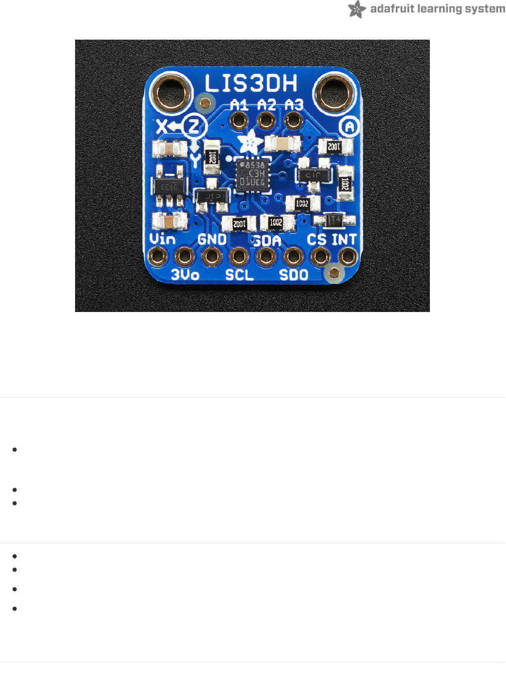 LIS3DH Triple-Axis Accelerometer Breakout Datasheet by Adafruit ...