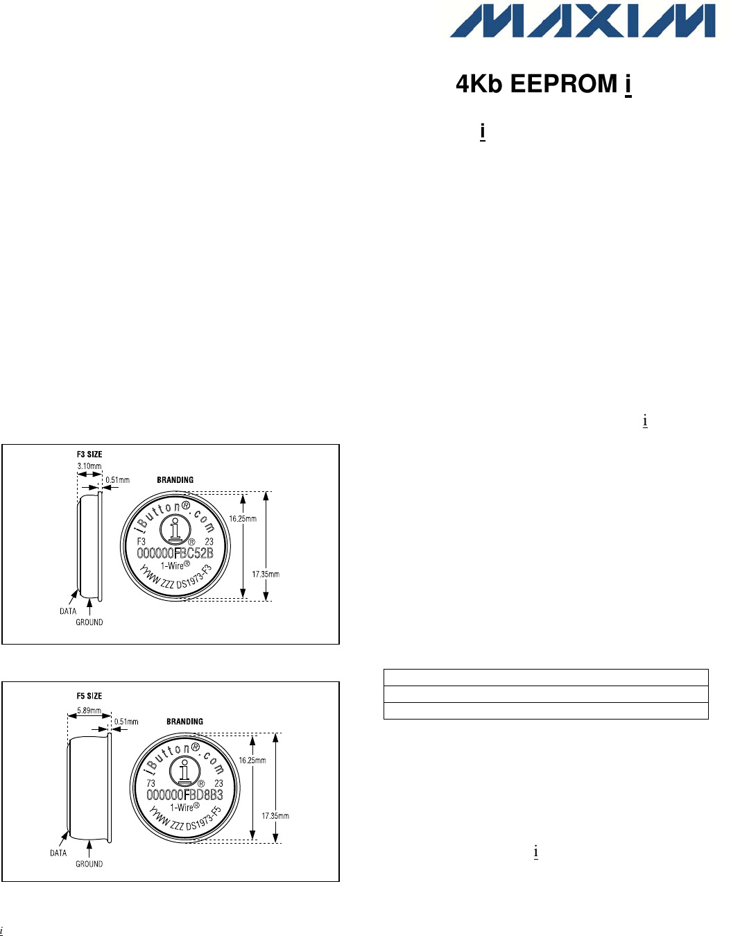 DS1973 Datasheet by Maxim Integrated | Digi-Key Electronics