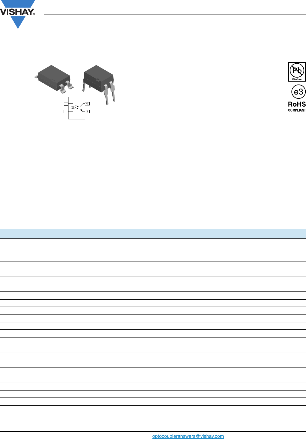 SFH615A, SFH6156 Datasheet by Vishay Semiconductor Opto Division | Digi-Key Electronics