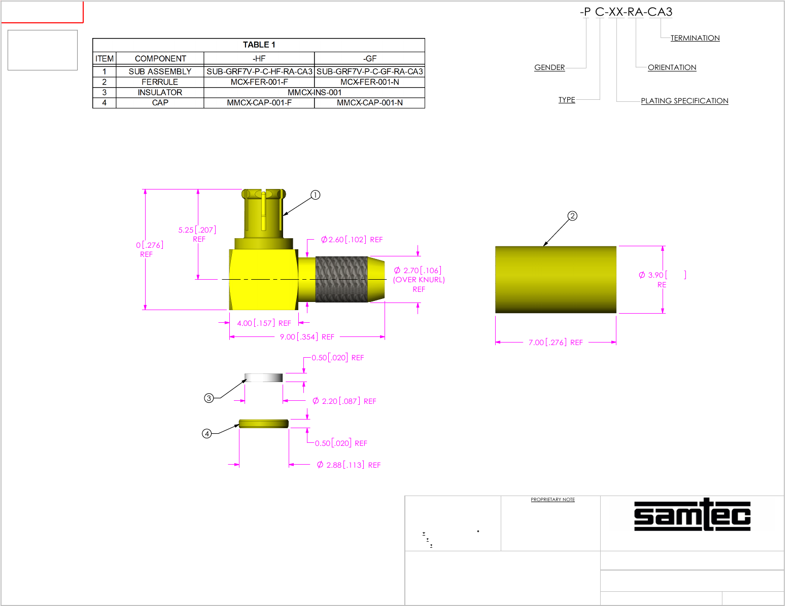 MMCX7-P-C-yF-RA-CA3 Drawing Datasheet by Samtec Inc. | Digi-Key Electronics