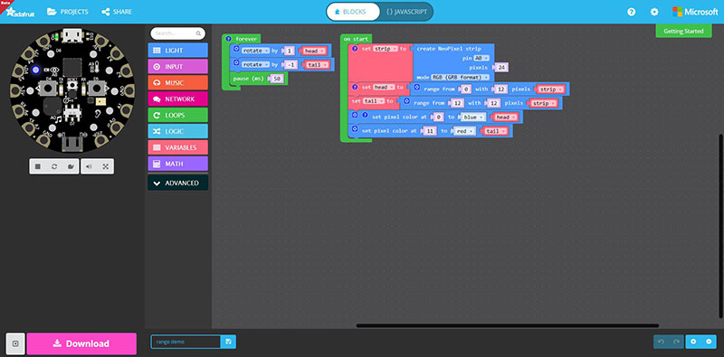 NeoPixels with MakeCode
